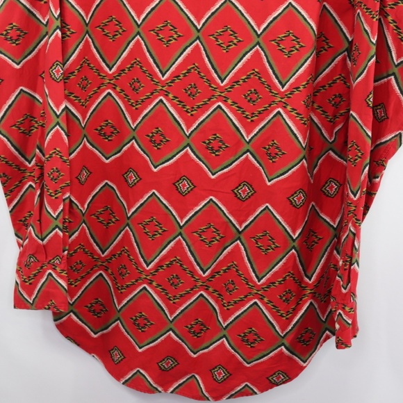Vintage | Shirts | Vintage Southwestern Aztec Print Western Shirt Red ...